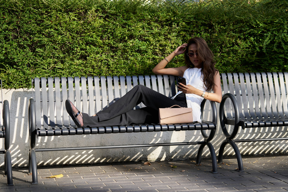 Pochette Suede Stitch - Latte