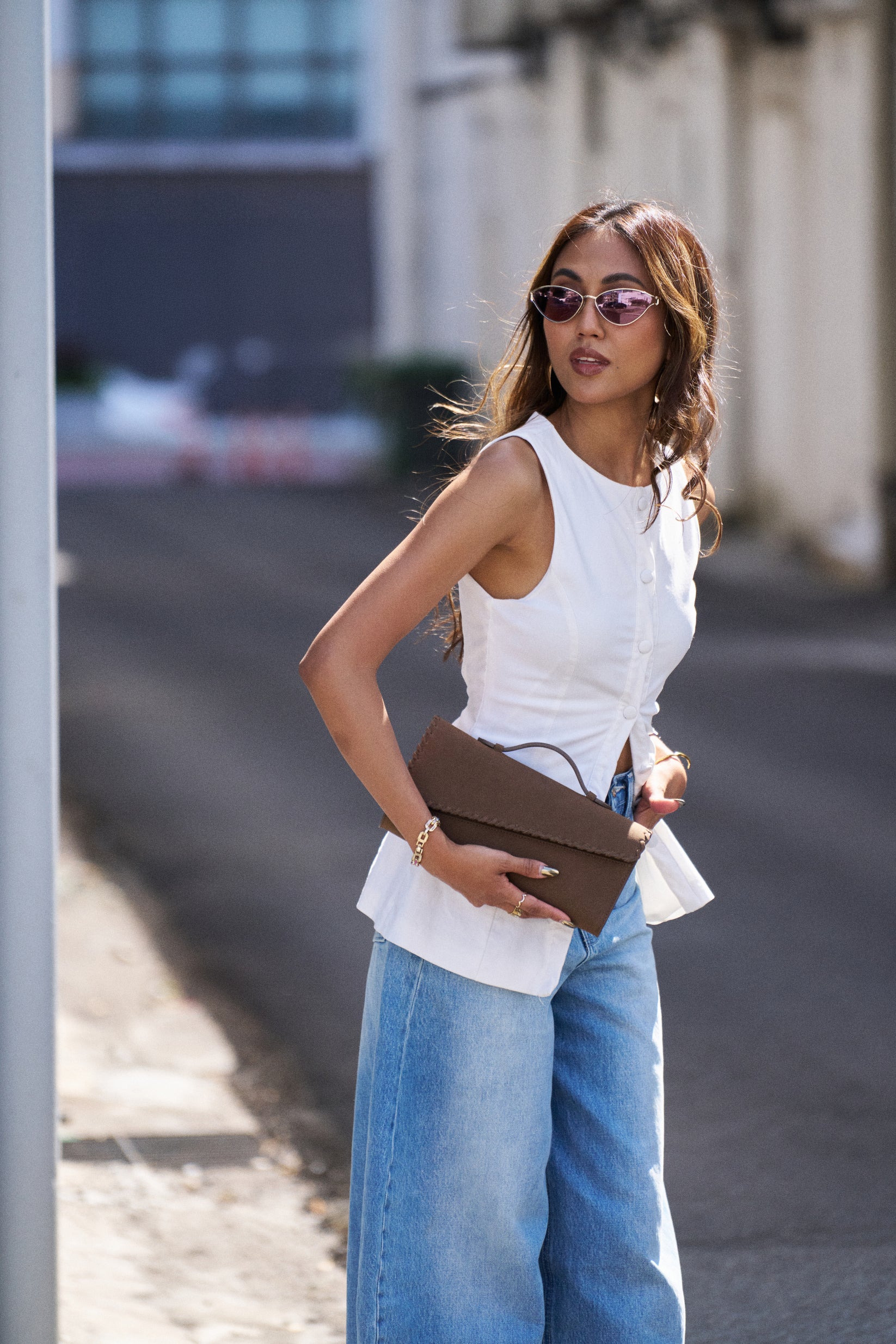 Pochette Suede Stitch - Wood